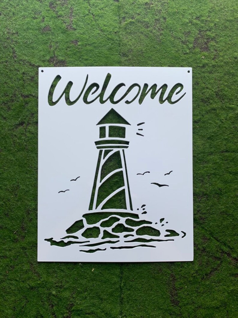 Lighthouse Welcome Sign Landscape Light Station Maritime - Etsy