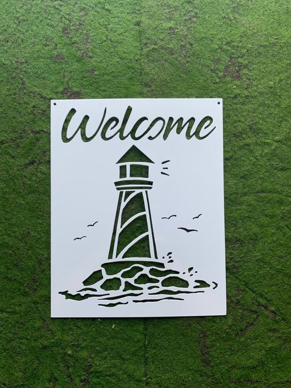 Lighthouse Welcome Sign Landscape Light Station Maritime - Etsy