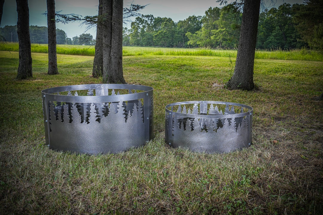 Heavy Duty Pine Tree Style Fire Ring Corten Personalized Custom Fire ...