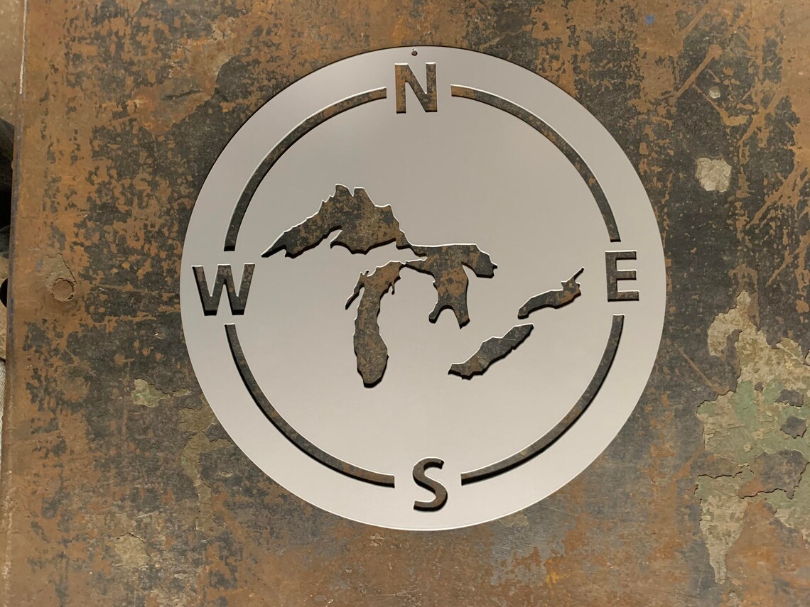 Compass Rose Wall Decor Great Lake Michigan Erie Ontario Huron - Etsy