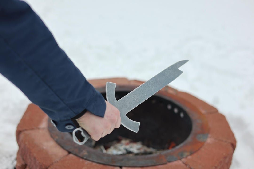 Sword Fire Poker Tool Blad BBQ Fireplace Cutlass Medieval Knight Saber ...