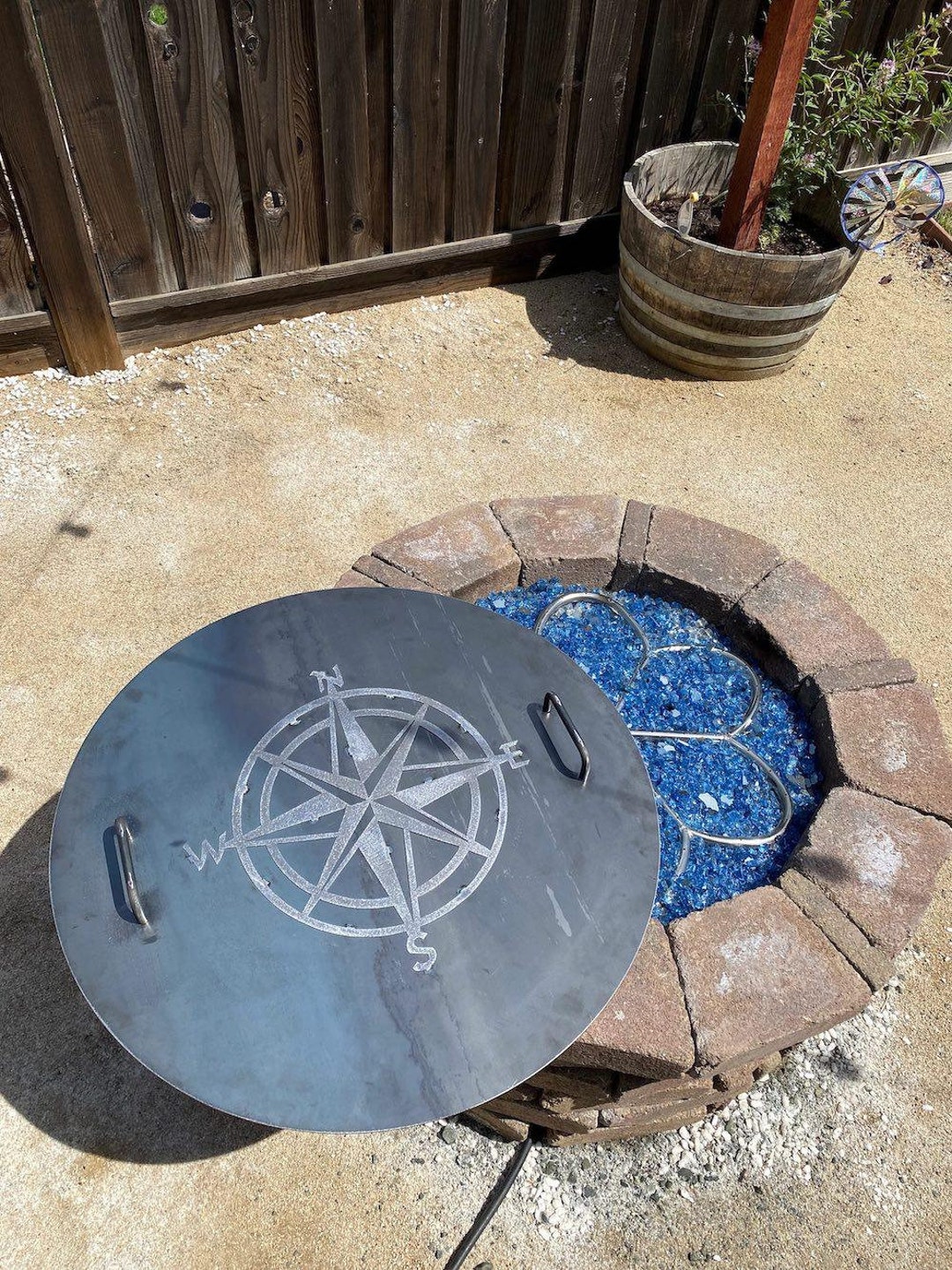 Steel Fire Pit Lid Cover Personalized Custom Fire Ring Round Steel ...