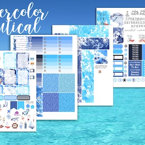 Watercolor Nautical Weekly Planner Sticker Kit - Ocean Planner Kit ...