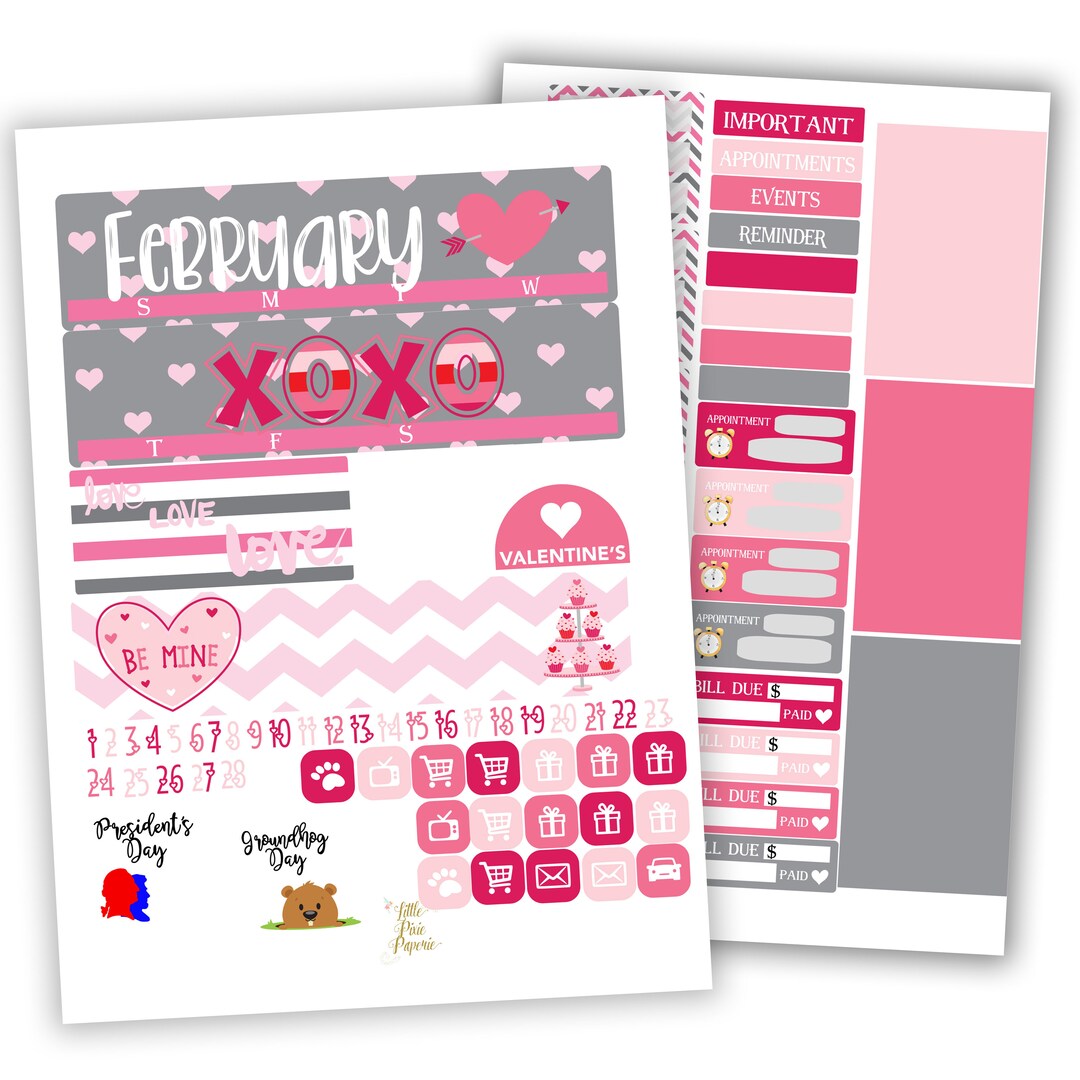February Monthly Planner Kit -valentines Kit - for Use With Erin ...