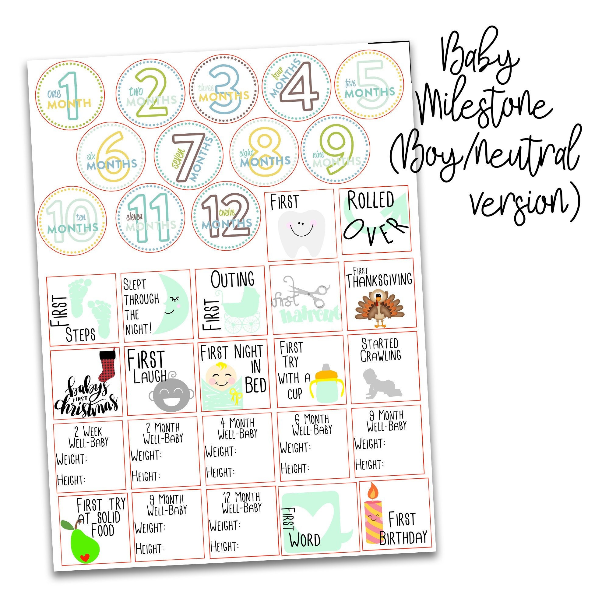 Baby Milestones Planner Stickers Pregnancy Sticker for use | Etsy