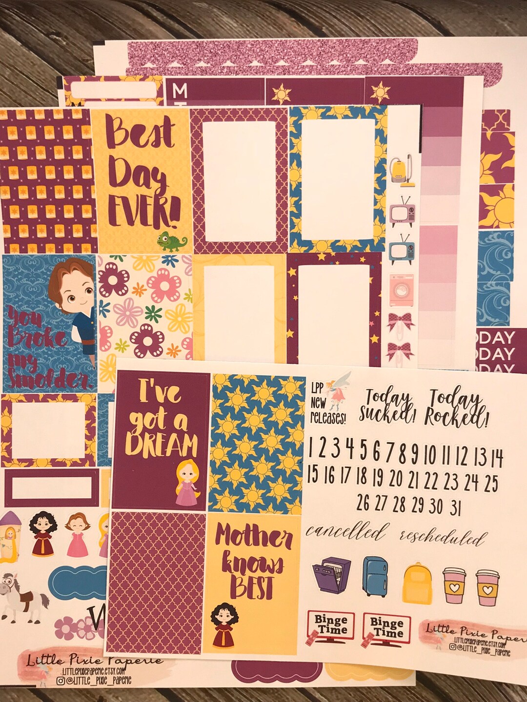 Rapunzel Weekly Planner Stickers Set - for Use With Erin Condren ...