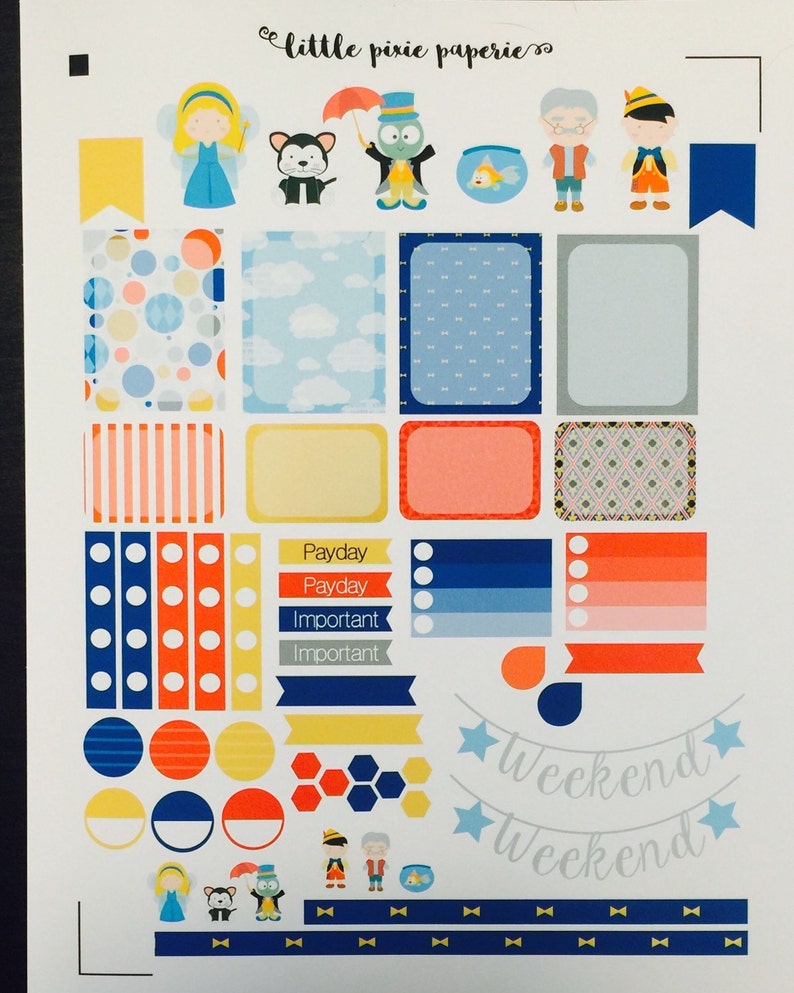 Pinocchio Weekly Planner Stickers Set for use with Erin | Etsy