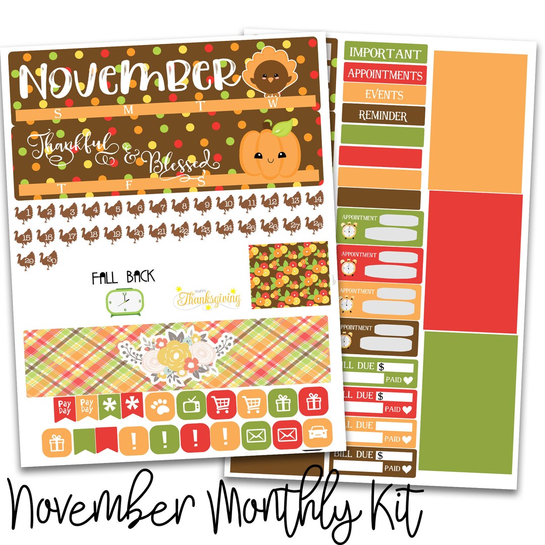 November Monthly Planner Kit - Functional Monthly Planner Kit ...