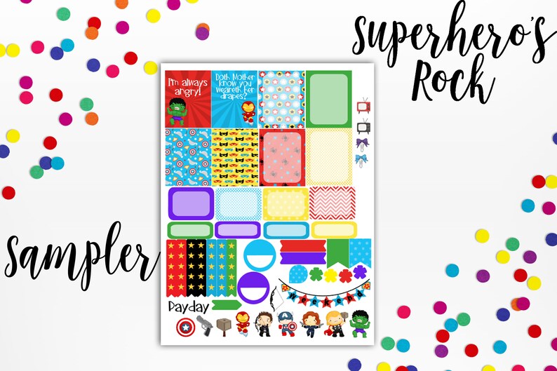 Superheros Rock Weekly Planner Sticker Kit Planner Sampler - Etsy