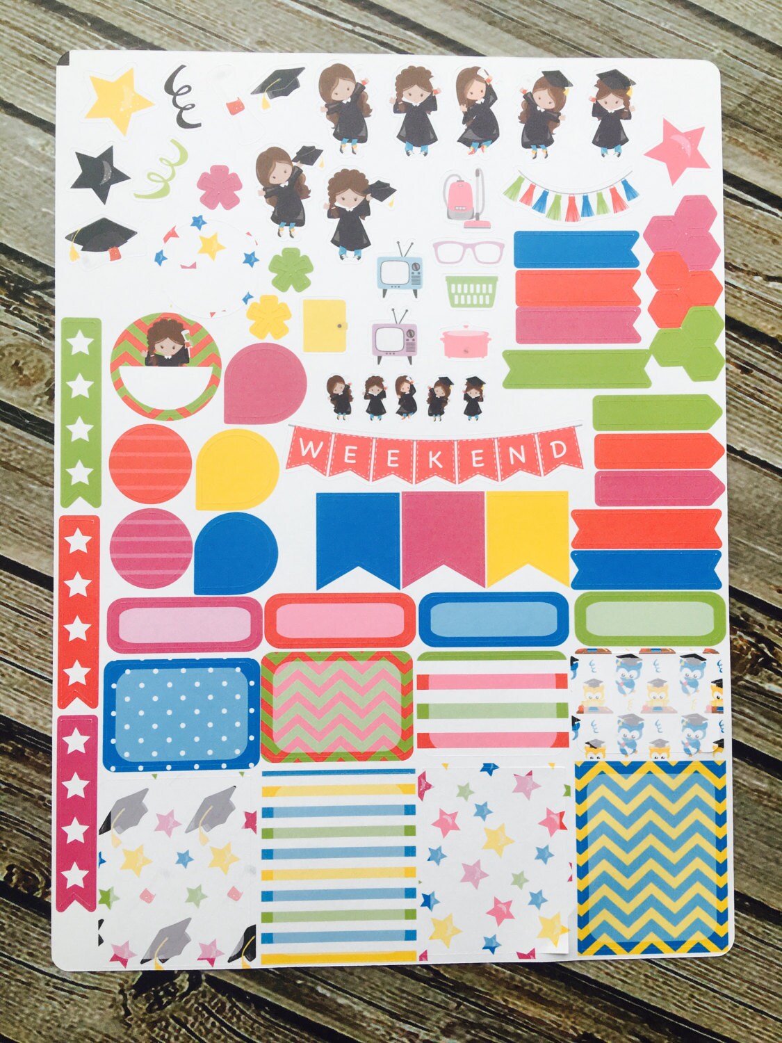 Graduation Girls Full Sticker Set for Use With Erin Condren - Etsy