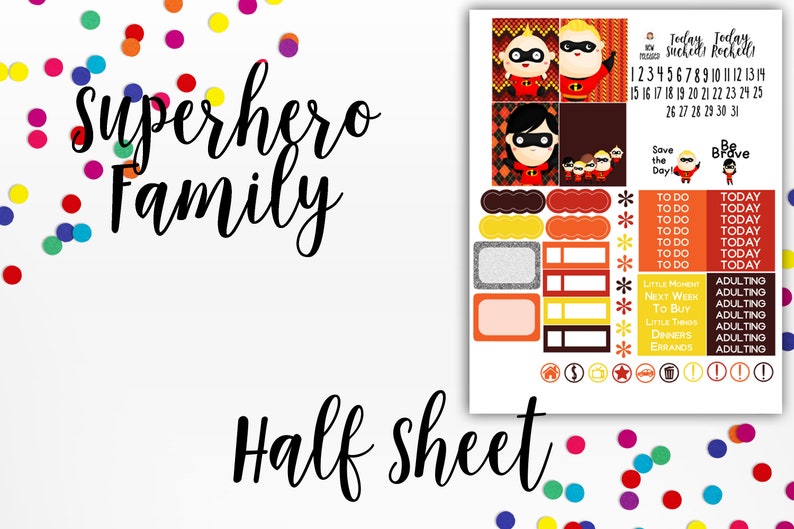 Superhero Family Weekly Planner Stickers Set - Incredible Superhero ...