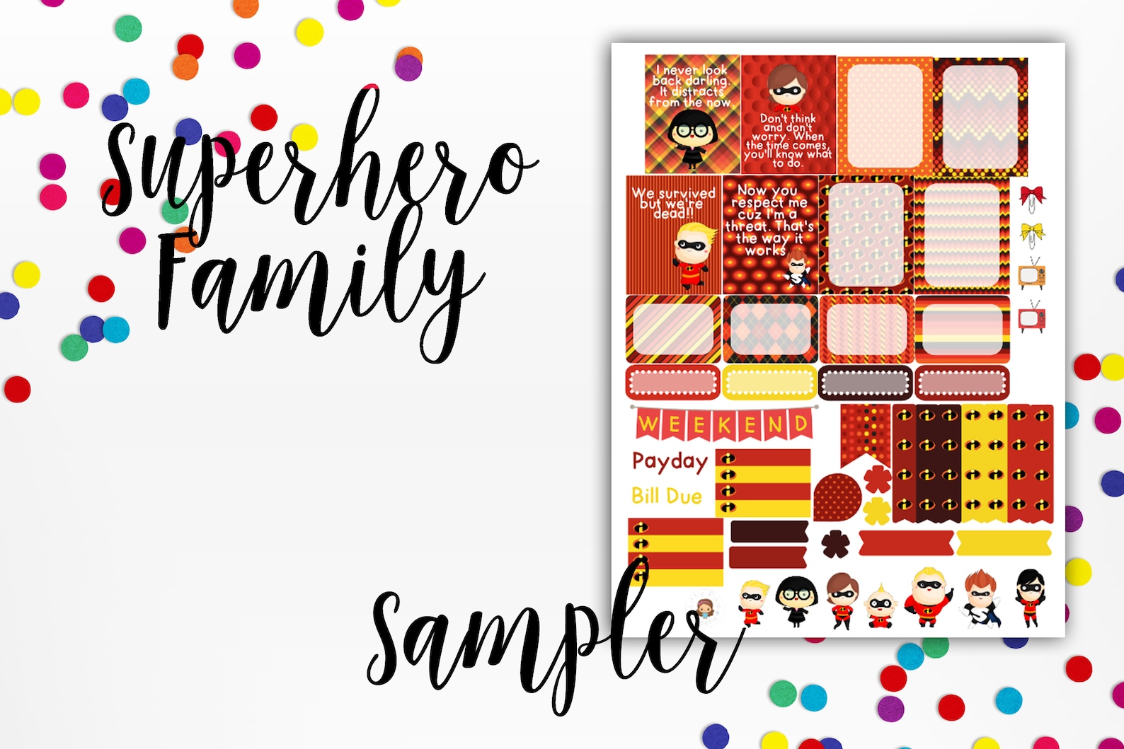 Superhero Family Weekly Planner Stickers Set - Incredible Superhero ...