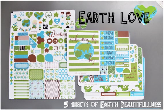 Earth Day Planner Sticker Kit Weekly Stickers Kit World | Etsy