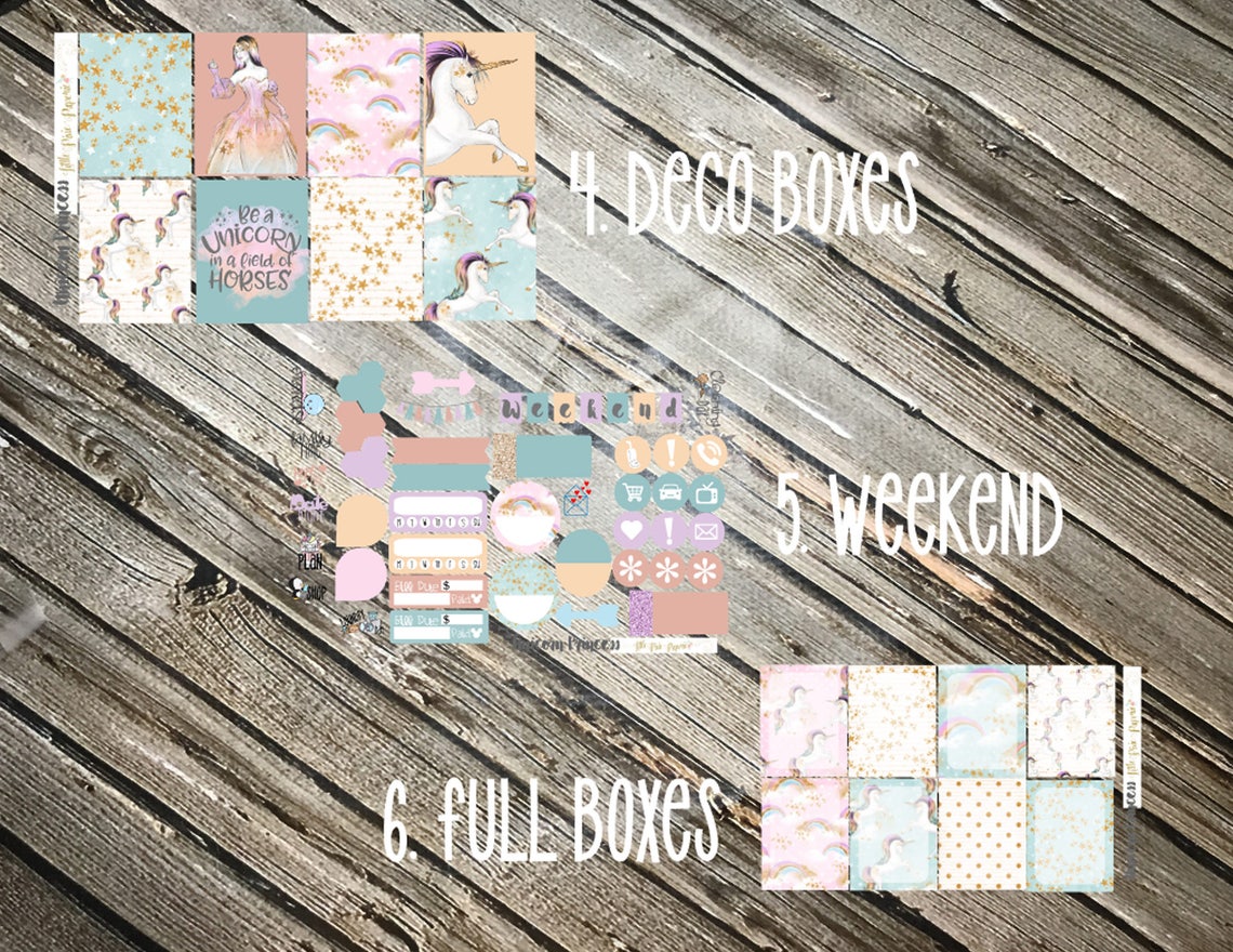 Unicorn Princess Weekly Planner Stickers Full Kit for Use - Etsy