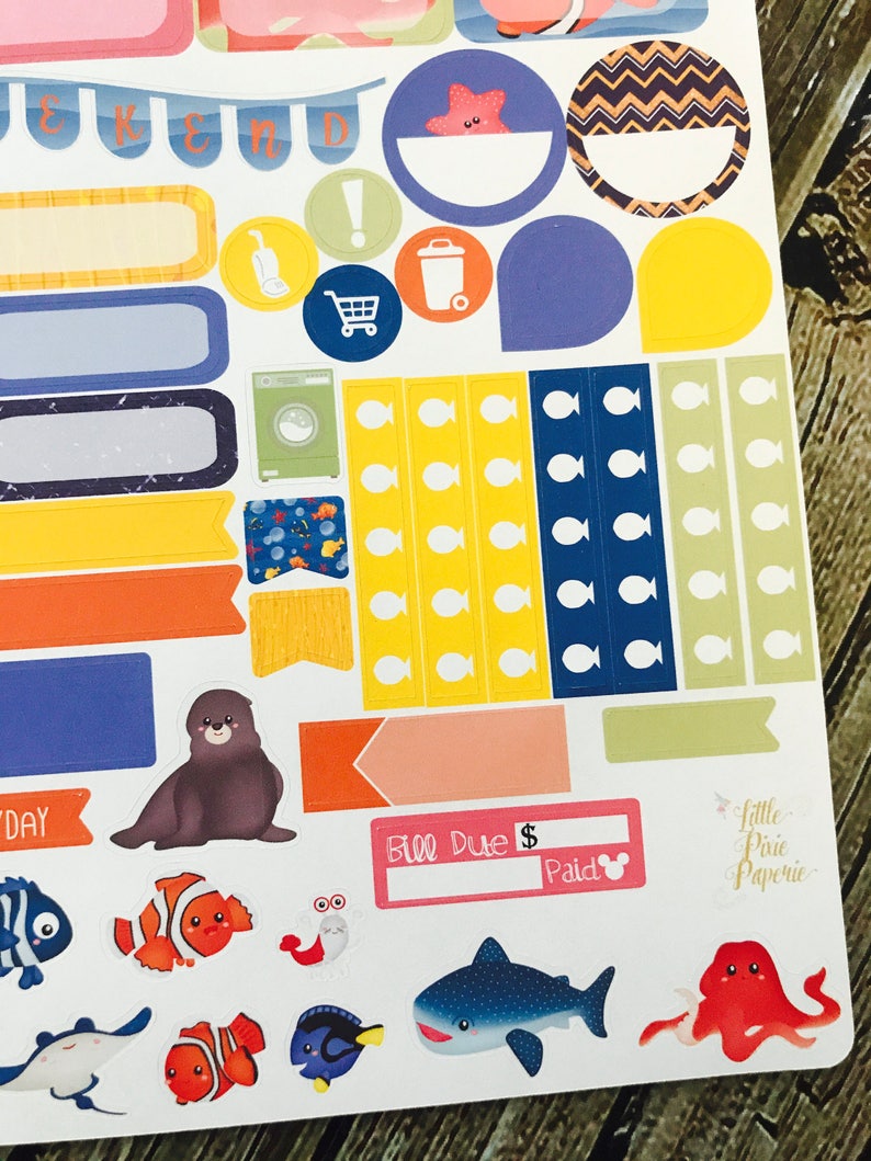 Little Blue Lost Fish Planner Sampler Sheet - Vertical Planner Kit ...