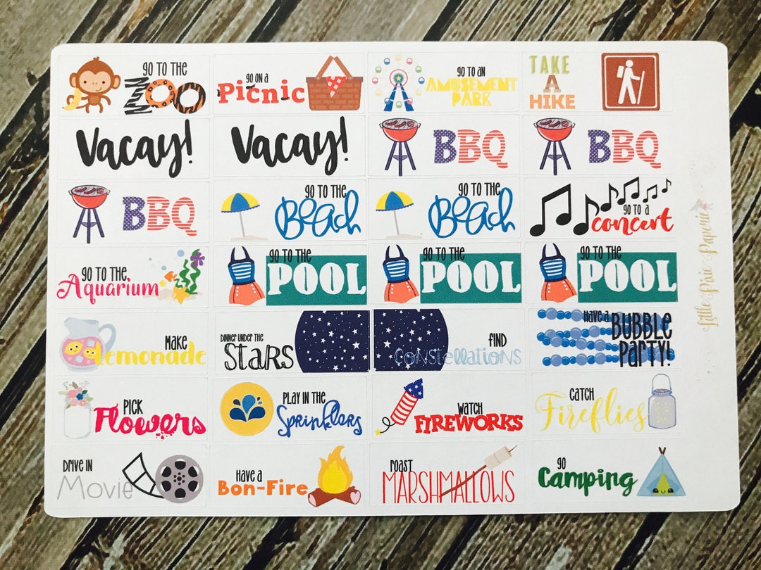 Summer Bucket List Planner Stickers - Etsy
