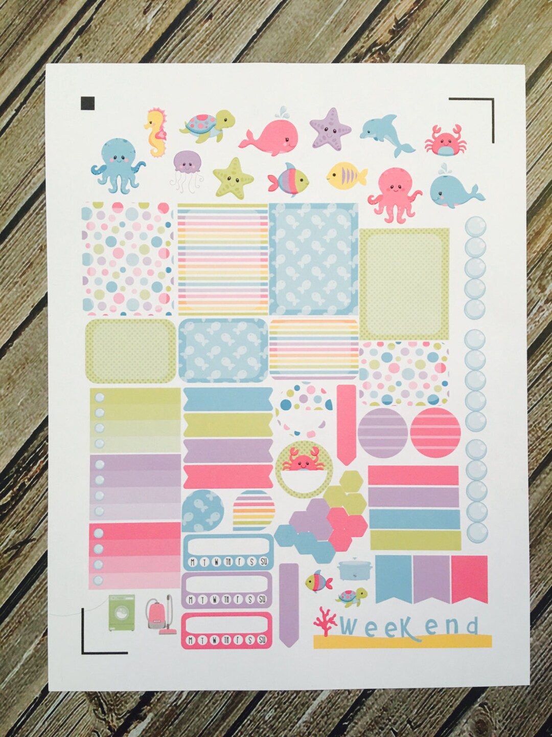 Ocean Friends Weekly Planner Stickers Set, for Use With Erin Condren ...