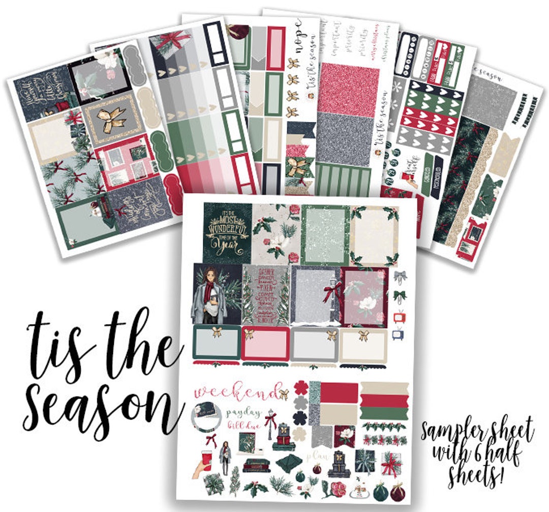 Tis the Season Weekly Planner Sticker Kit - Christmas Planner Stickers ...
