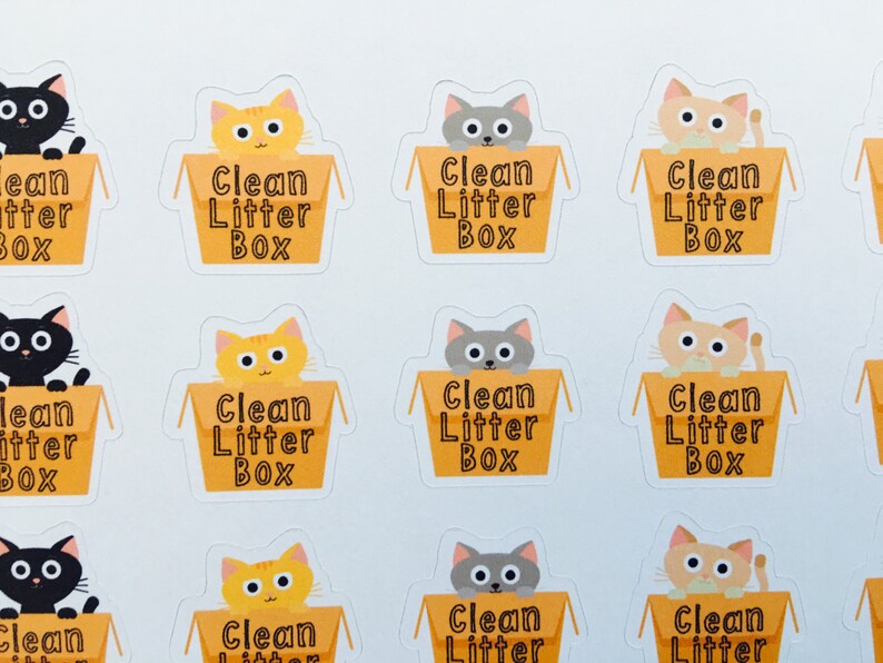 Clean Cat Litter Reminder Planner Stickers Cat Functional - Etsy