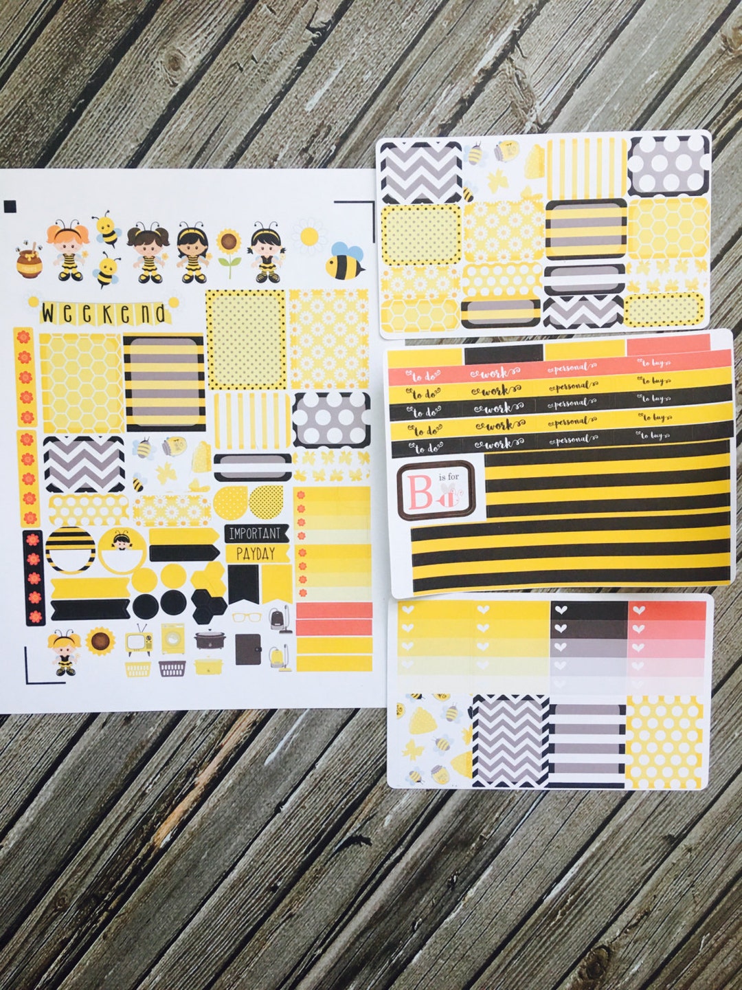 Bumblebee Girl Weekly Planner Stickers Kit - Bee Planner Stickers - for ...