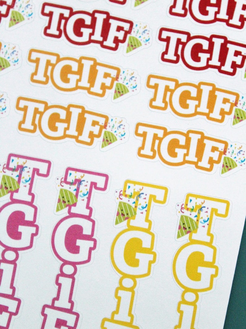 TGIF Planner Stickers Friday Stickers Vertical Planner | Etsy