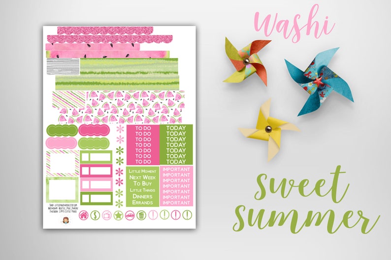 Sweet Summer Watermelon Weekly Planner Stickers Kit for Use | Etsy