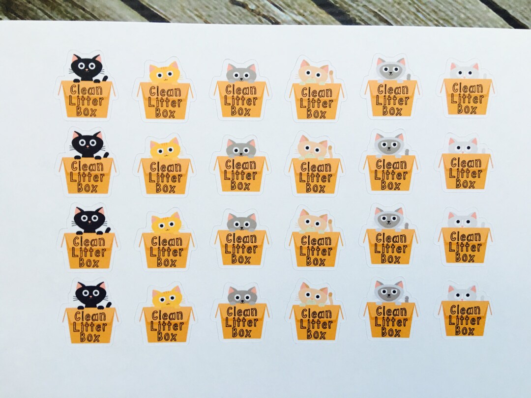 Clean Cat Litter Reminder Planner Stickers - Cat Functional Planner ...