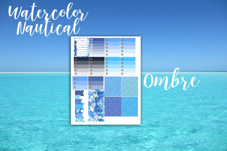Watercolor Nautical Weekly Planner Sticker Kit - Ocean Planner Kit ...