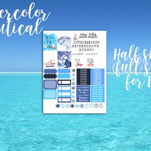 Watercolor Nautical Weekly Planner Sticker Kit - Ocean Planner Kit ...