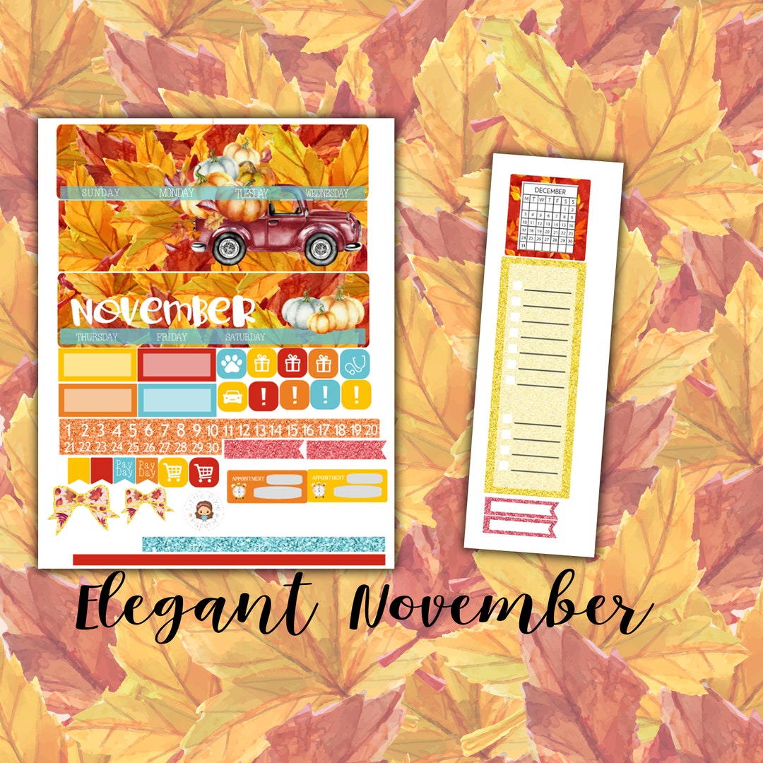 Elegant November Monthly Planner Kit - for Use With Erin Condren ...