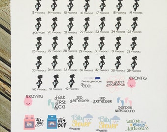 Pregnancy Tracking Sticker Set / Pregnancy Milestone Stickers ...