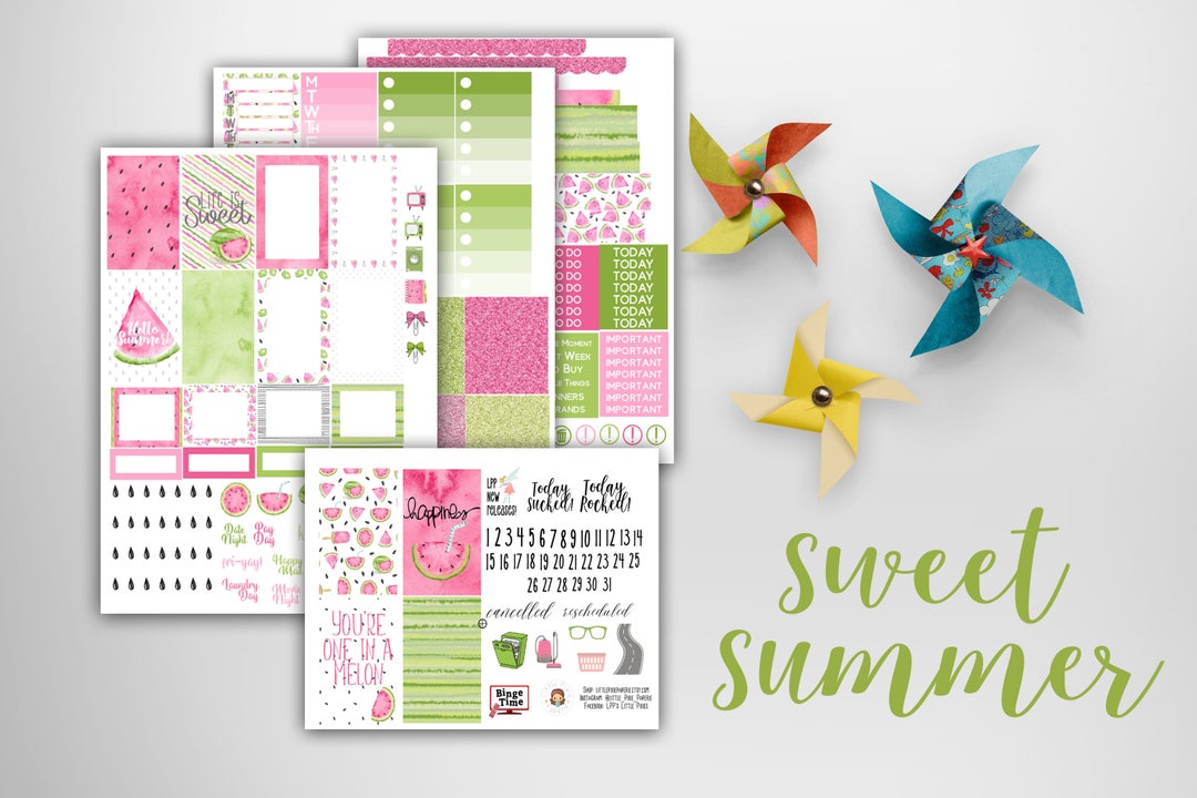 Sweet Summer Watermelon Weekly Planner Stickers Kit - for Use With Erin ...