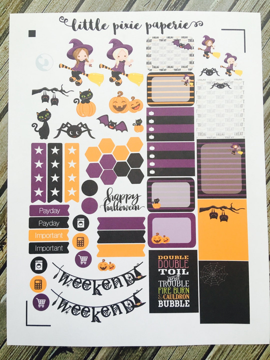 Halloween Cute Witch Weekly Planner Stickers Set, for Use With Erin ...