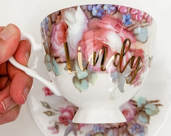 CUSTOM Tea Cup Personalized Tea Cup and Saucer Custom | Etsy