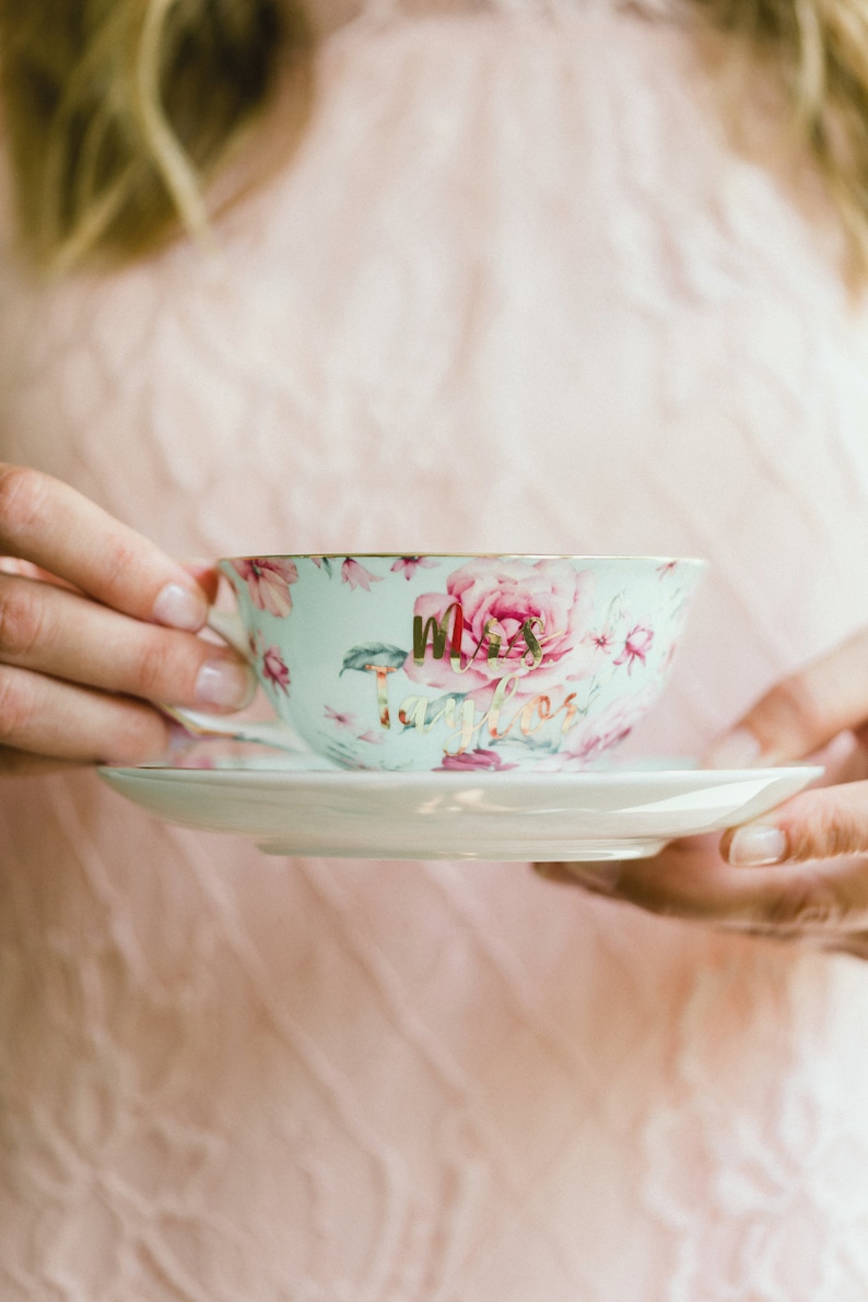 CUSTOM Tea Cup Personalized Tea Cup and Saucer Custom | Etsy