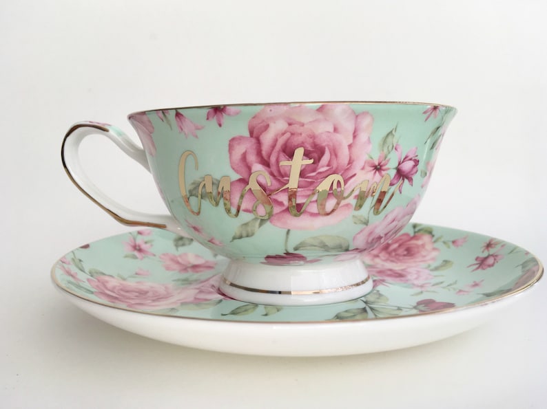 CUSTOM Tea Cup Personalized Tea Cup and Saucer Custom | Etsy