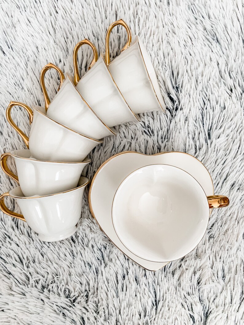 IMPERFECT Heart-shaped Tea Cups & Saucers W Minor - Etsy