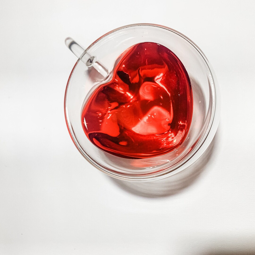 Personalized Double Wall Glass Heart-shaped Teacup Gift | Valentine's ...