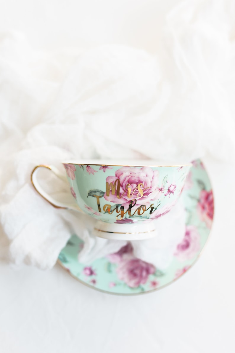 CUSTOM Tea Cup Personalized Tea Cup and Saucer Custom | Etsy