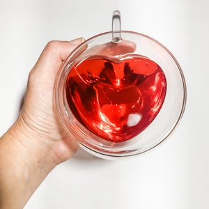 Personalized Double Wall Glass Heart-shaped Teacup Gift | Valentine's ...