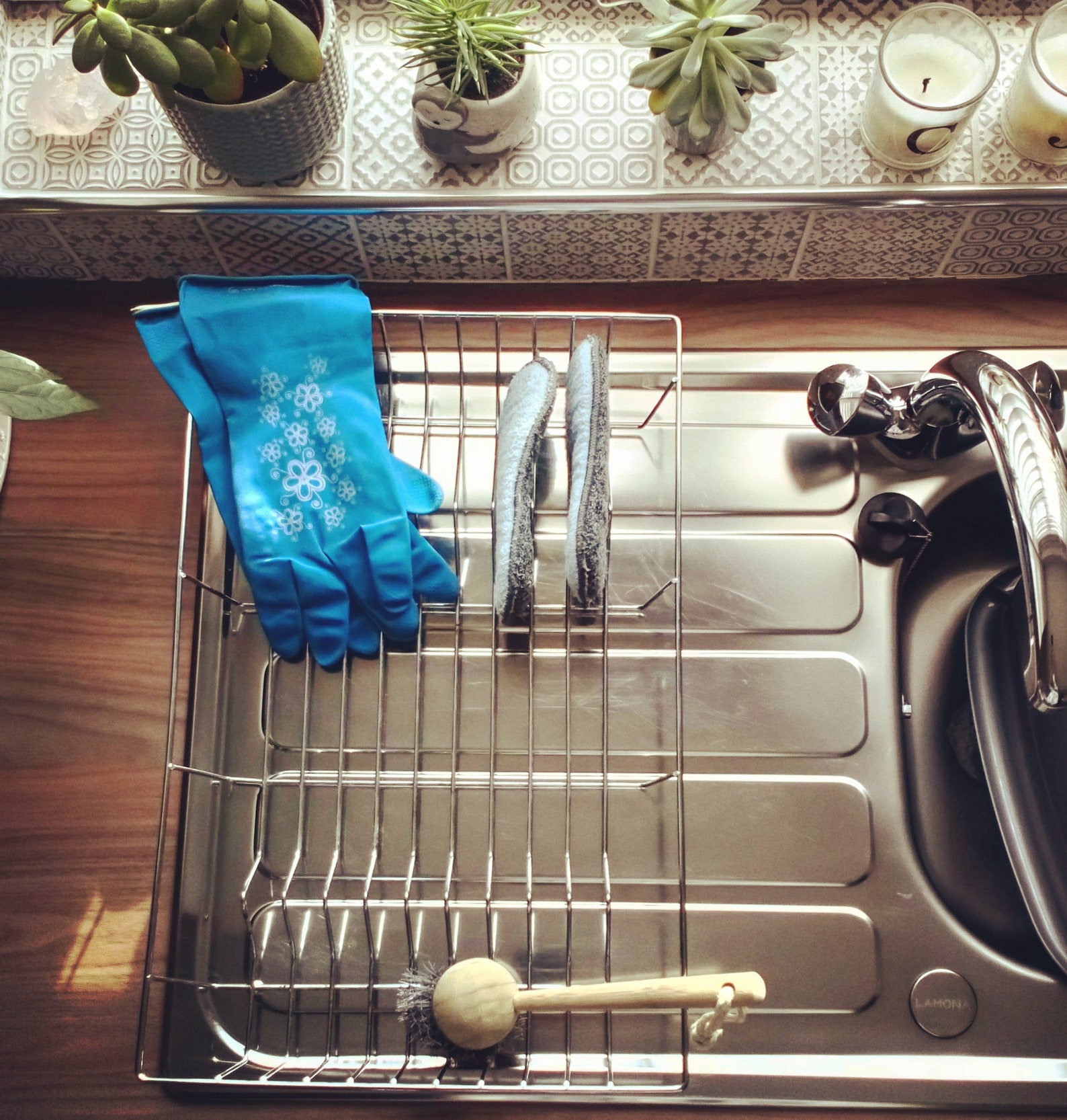Washing up Gloves With Floral Print, Rubber Gloves, Latex Gloves ...