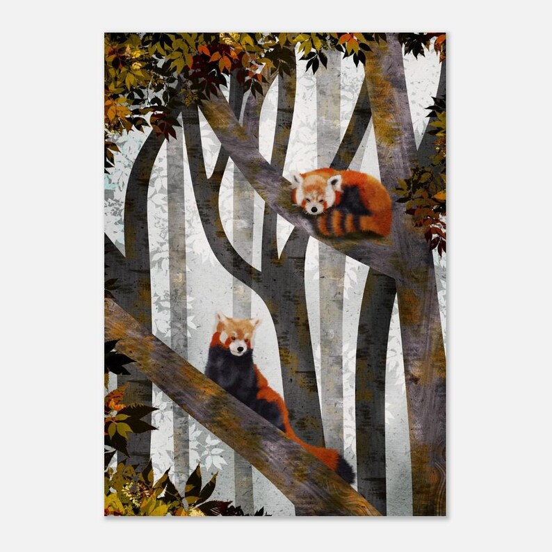 Red Pandas Poster - Animal Print, Illustration Print, Forest Print ...