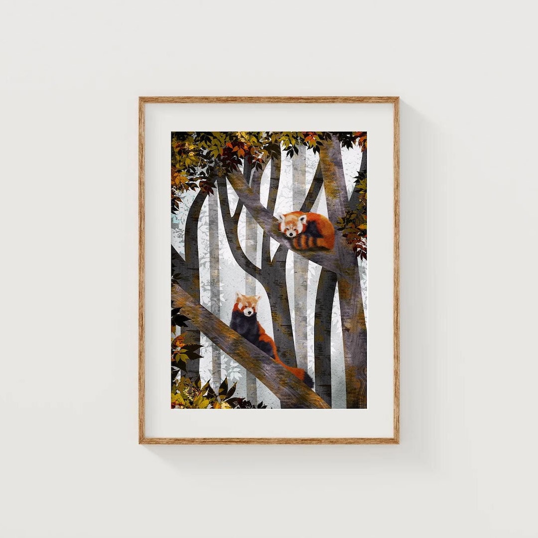 Red Pandas Poster - Animal Print, Illustration Print, Forest Print ...