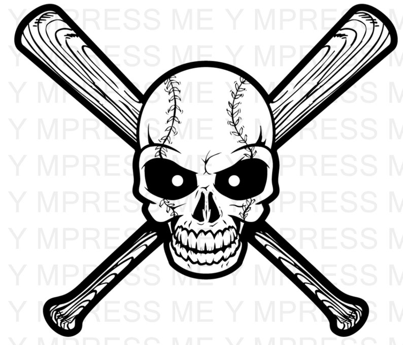 Skull With Baseball Bat SVG File - Etsy
