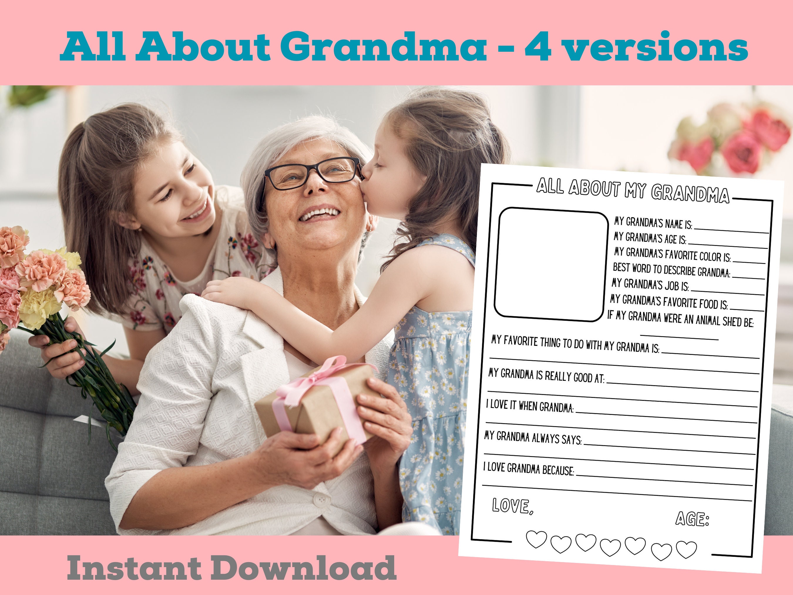 All About My Grandma Printable | Mother's Day, Birthday Questionnaire ...