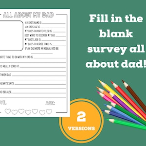 All About My Dad Printable Father's Day, Birthday Questionnaire From ...