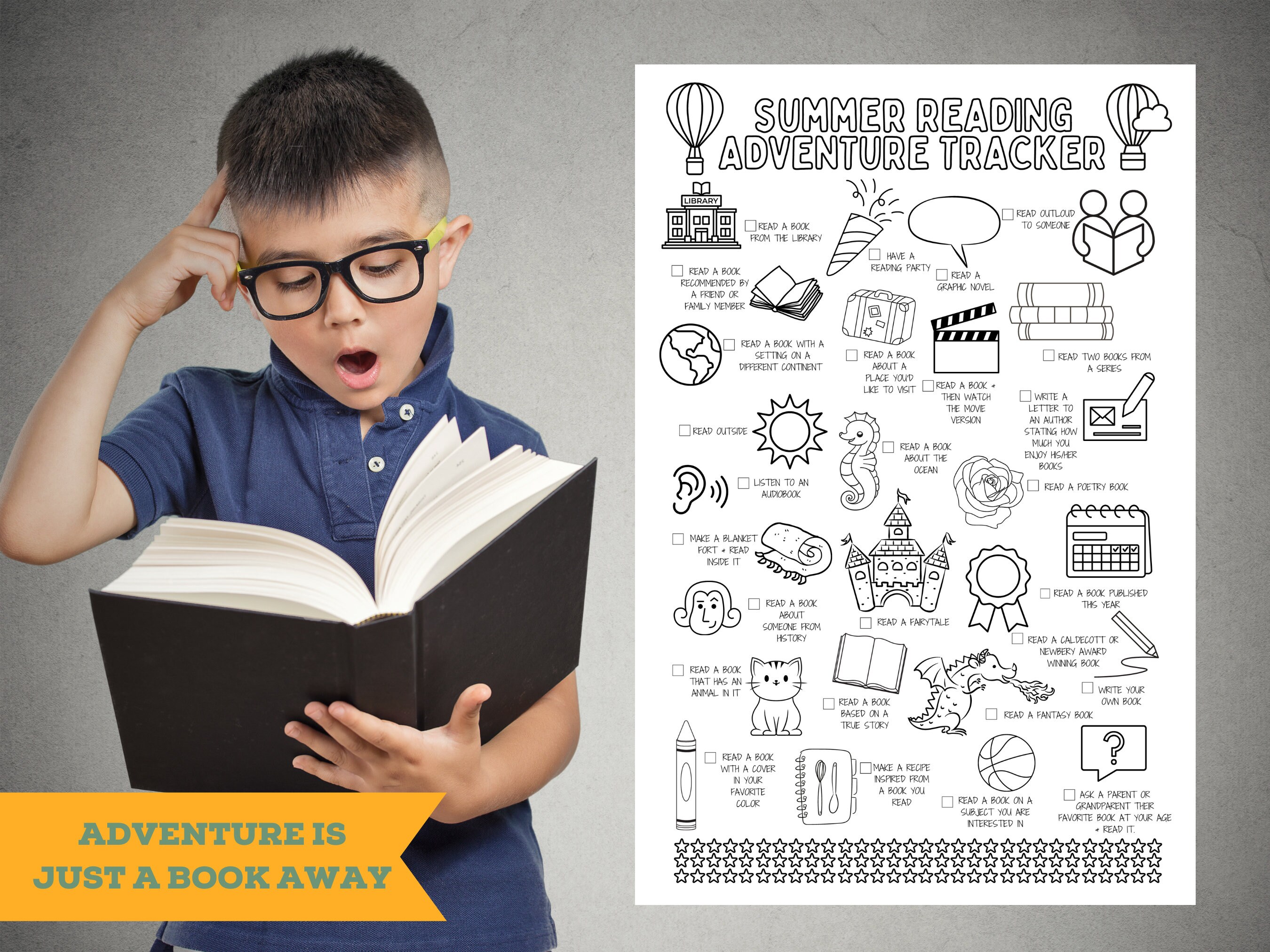 Summer Reading Adventure Printable Poster for Kids | Book Log, Reading ...