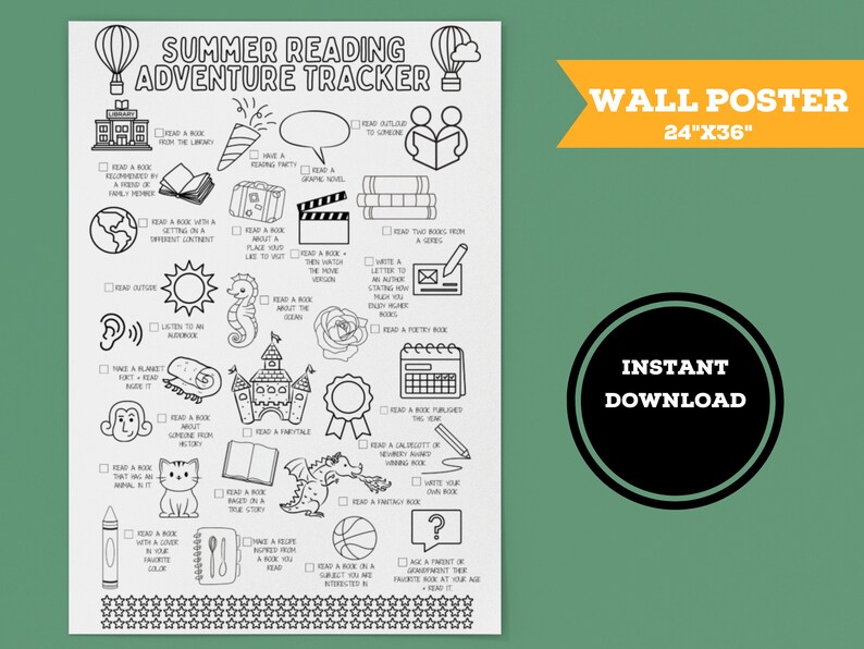 Summer Reading Adventure Printable Poster for Kids | Book Log, Reading ...