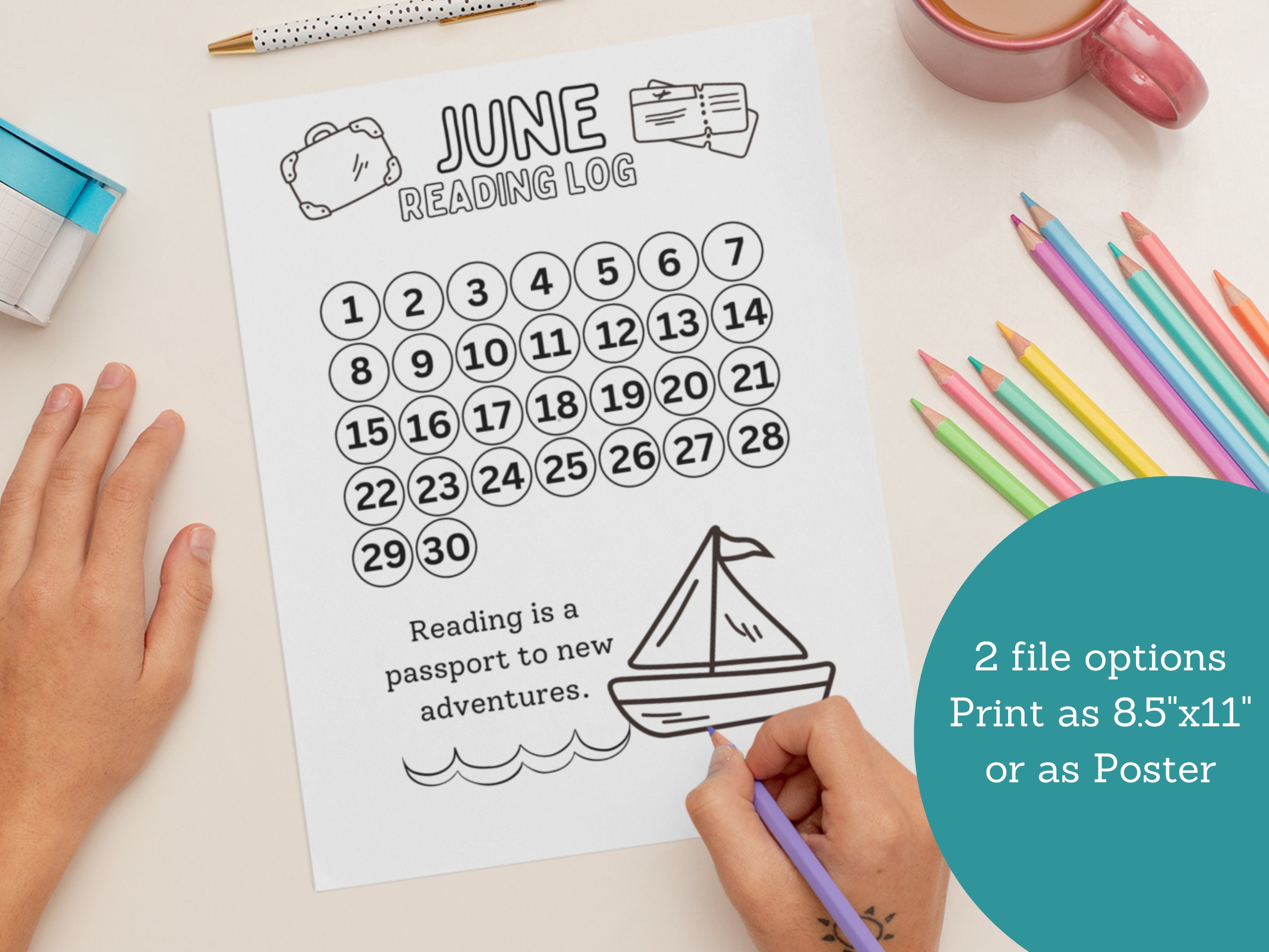 Monthly Reading Log Calendar for Kids 24 X 26 - Etsy