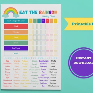 Eat the Rainbow Weekly Chart Printable | Healthy Eating Tracker for ...